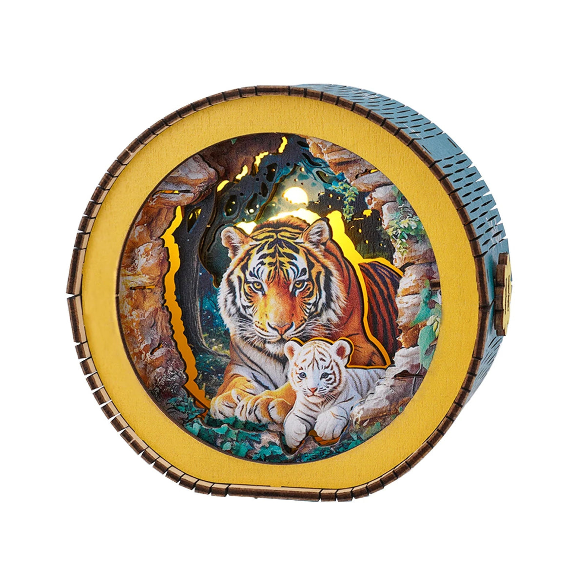 Tiger Mother and Cub Wooden Night Light Kit - KAAYEE Puzzle